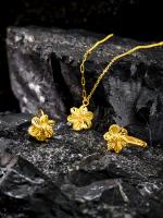 China 18K Gold Custom Flower Pendant Rings Earrings Christmas Gift Jewelry Unisex 75% Gold for sale
