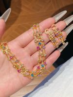 China Vintage Triple Tier Gemstone Sparkling Stone Necklace 45cm Length China for sale