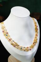 China Vintage Triple Tier Gemstone Sparkling Stone Necklace 45cm Length China for sale