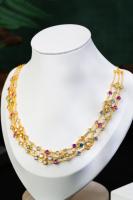 China Vintage Triple Tier Gemstone Sparkling Stone Necklace 45cm Length China for sale