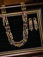 China Vintage Triple Tier Gemstone Sparkling Stone Necklace 45cm Length China for sale
