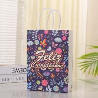 China Personality Doodle Design Brown Kraft Paper Easter Goody Bag for Food Snacks Packaging for sale