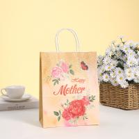 China Luxury Packaging Style Brown Kraft Paper Tote Bag for Mother's Day Celebration for sale