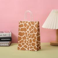 China Custom Color Leopard Print Kraft Paper Striped Cartoon Party Reception Paper Gift Bag for sale