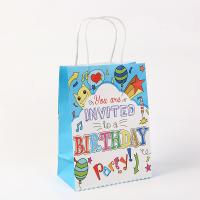 China Customized Logo Brown Kraft Paper Tote Bag for Birthday Party Clothing Gift Packaging for sale