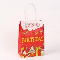 China Customized Logo Brown Kraft Paper Tote Bag for Birthday Party Clothing Gift Packaging for sale