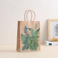 China Gravnre Printing Green Plant Paper Bag for Food Snacks Packaging Mori Party Gift Bag for sale