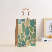 China Gravnre Printing Green Plant Paper Bag for Food Snacks Packaging Mori Party Gift Bag for sale