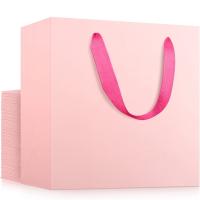 China Custom Color Accepted Ribbon Handle Paper Bag for Luxury Clothing Boutique Gifts for sale