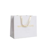 China Customised Small Carry Paper Shopping Bags With Bow Tie Ribbon Handle Customer's Logo for sale