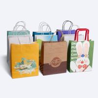China Food Snacks Packaging Hand Length Handle Custom Printed Biodegradable Kraft Paper Bags for sale