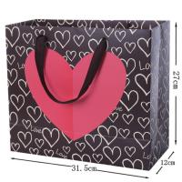 China Large Valentine's Day Luxury Craft Gift Shopping Paper Bag with Hand Length Handle for sale