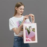 China Personalized Designer Paper Bags with Clear Window Custom Your Own Logo on Ivory Board for sale