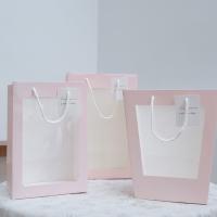 China Personalized Designer Paper Bags with Clear Window Custom Your Own Logo on Ivory Board for sale