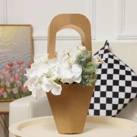 China Custom Color Accepted Craft Flower Carrier Bouquet Packaging Kraft Paper Bag For Flower for sale