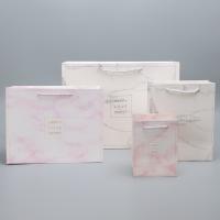 China White Card Gold Hot Stamping Paper Shopping Bag For Clothes and Boutiques Custom Order for sale