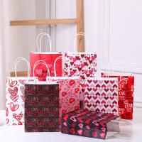 China Valentine's Day Red Color Cmyk Gift Shopping Kraft Paper Bag Customized Custom Order for sale