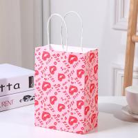 China Valentine's Day Red Color Cmyk Gift Shopping Kraft Paper Bag Customized Custom Order for sale