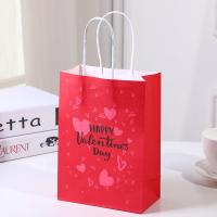 China Valentine's Day Red Color Cmyk Gift Shopping Kraft Paper Bag Customized Custom Order for sale