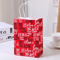 China Valentine's Day Red Color Cmyk Gift Shopping Kraft Paper Bag Customized Custom Order for sale