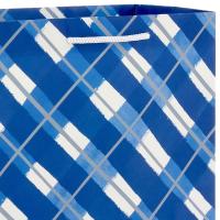 China Custom Blue Shopping Courier Paper Bag With Handle Promotion and Logo Customized Logo for sale