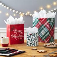 China Christmas Gift Paper Bag For Decorative Party Bolsa De Navidad With Hand Length Handle for sale