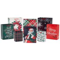 China Christmas Gift Paper Bag For Decorative Party Bolsa De Navidad With Hand Length Handle for sale