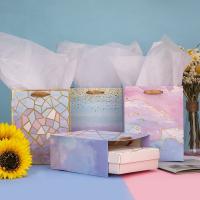 China Designer Folding Glossy Shopping Paper Bag With Ribbon Handle and Gravure Printing for sale