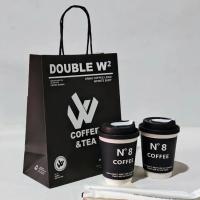 China Food Delivery Packaging Kraft Paper Bag with Your Own Logo and Hand Length Handle for sale
