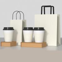 China Food Delivery Packaging Kraft Paper Bag with Your Own Logo and Hand Length Handle for sale