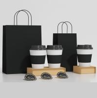 China Food Delivery Packaging Kraft Paper Bag with Your Own Logo and Hand Length Handle for sale