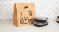 China Custom Die Cut Brown Kraft Bakery Take Out Paper Bags With CMYK 4 Color Offset Printing for sale