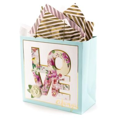 China Folding Style Customized Logo Luxury Boutique Valentine's Day Shopping Paper Gift Bag for sale