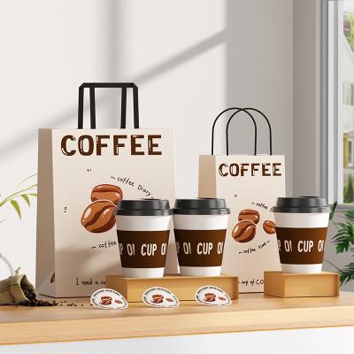 China Custom Printed Coffee Takeaway Packaging Kraft Paper Food Bags with Luxury Appearance for sale