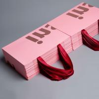 China Hand Length Handle Ins Style Pink Paper Bags for Boutique Gift Craft Shopping Custom Order for sale