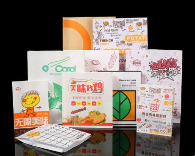 China Custom Design Logo Grease Proof Snack Food Takeout Kraft Paper Bag for Take Away for sale