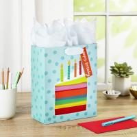 China Customized Logo CMYK 4 Color Offset Printing Blue Paper Bag for Kids Birthday Souvenir for sale