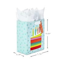 China Customized Logo CMYK 4 Color Offset Printing Blue Paper Bag for Kids Birthday Souvenir for sale