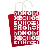 China Customized Logo Merry Christmas Shopping Gift Packaging Twist Handle Kraft Paper Bag for sale