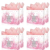 China Foldable Large Eco Reusable Baby Girl Pink Cartoon Gift Carry Card Paper Shopping Bag for sale