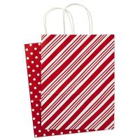China Customized Logo Merry Christmas Shopping Gift Packaging Twist Handle Kraft Paper Bag for sale