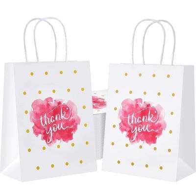 China Customized Logo Kraft Paper Bags with Hand Length Handle and Thank You Gift Carrier for sale