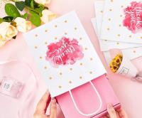 China Customized Logo Kraft Paper Bags with Hand Length Handle and Thank You Gift Carrier for sale