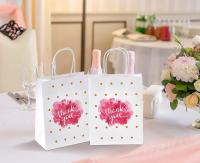 China Customized Logo Kraft Paper Bags with Hand Length Handle and Thank You Gift Carrier for sale