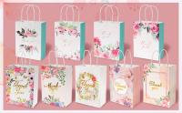 China Customized Logo Kraft Paper Bags with Hand Length Handle and Thank You Gift Carrier for sale