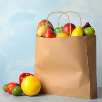 China Customized Logo Extra Large Flat Bottom Kraft Paper Bag for Groceries and Clothes Sale for sale
