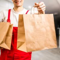 China Customized Logo Extra Large Flat Bottom Kraft Paper Bag for Groceries and Clothes Sale for sale