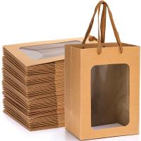 China Custom Color Accepted Paper Type Specialty Paper Shopping Kraft Paper Bags With Window for sale