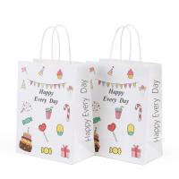 China Custom Plated Cake Bread Food Packaging Shopping Kraft Handle Paper Bags With Logo for sale