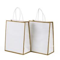 China Custom Plated Cake Bread Food Packaging Shopping Kraft Handle Paper Bags With Logo for sale